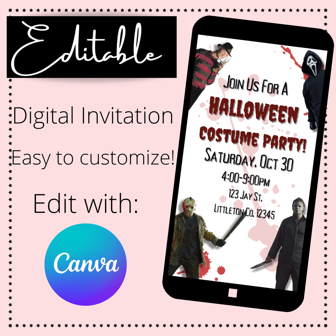Slasher Party Invitation| Costume Party Invitation| Halloween Party ...