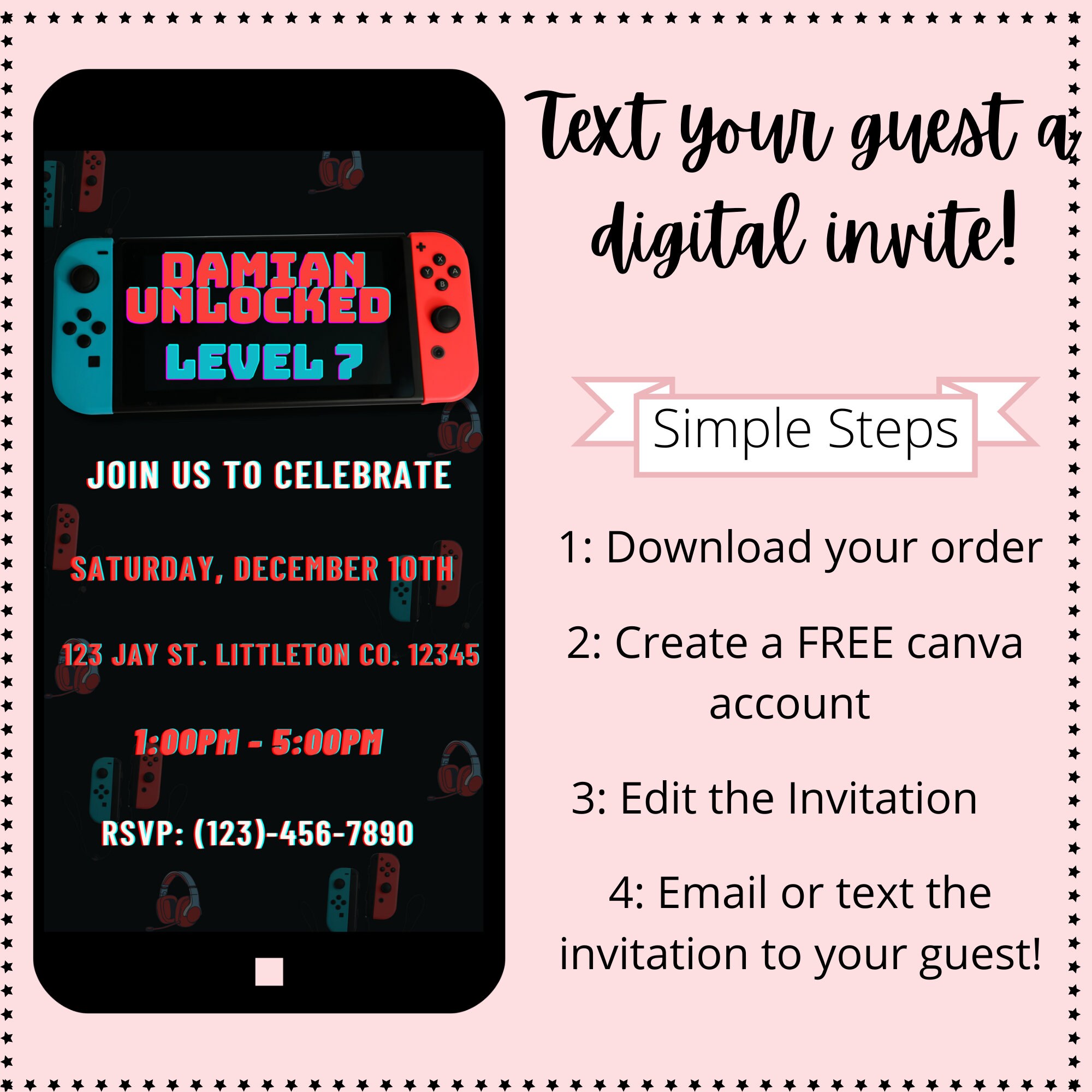 Video Game Birthday Invitation| Gamer Birthday Invitation| Gaming ...