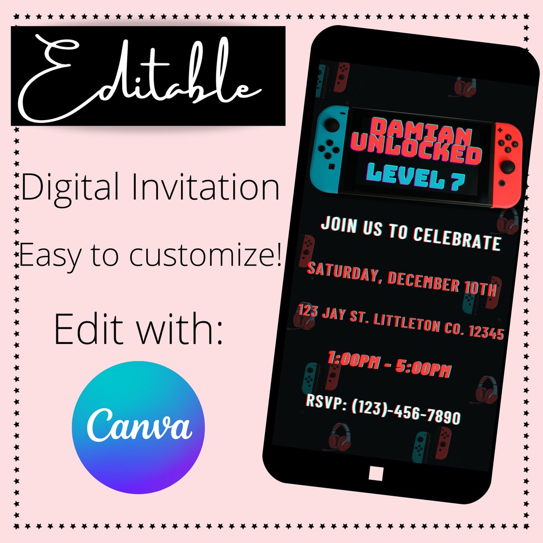 Video Game Birthday Invitation| Gamer Birthday Invitation| Gaming ...