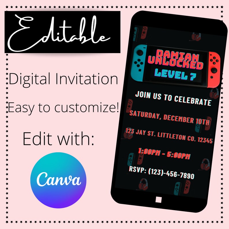 Video Game Birthday Invitation| Gamer Birthday Invitation| Gaming ...