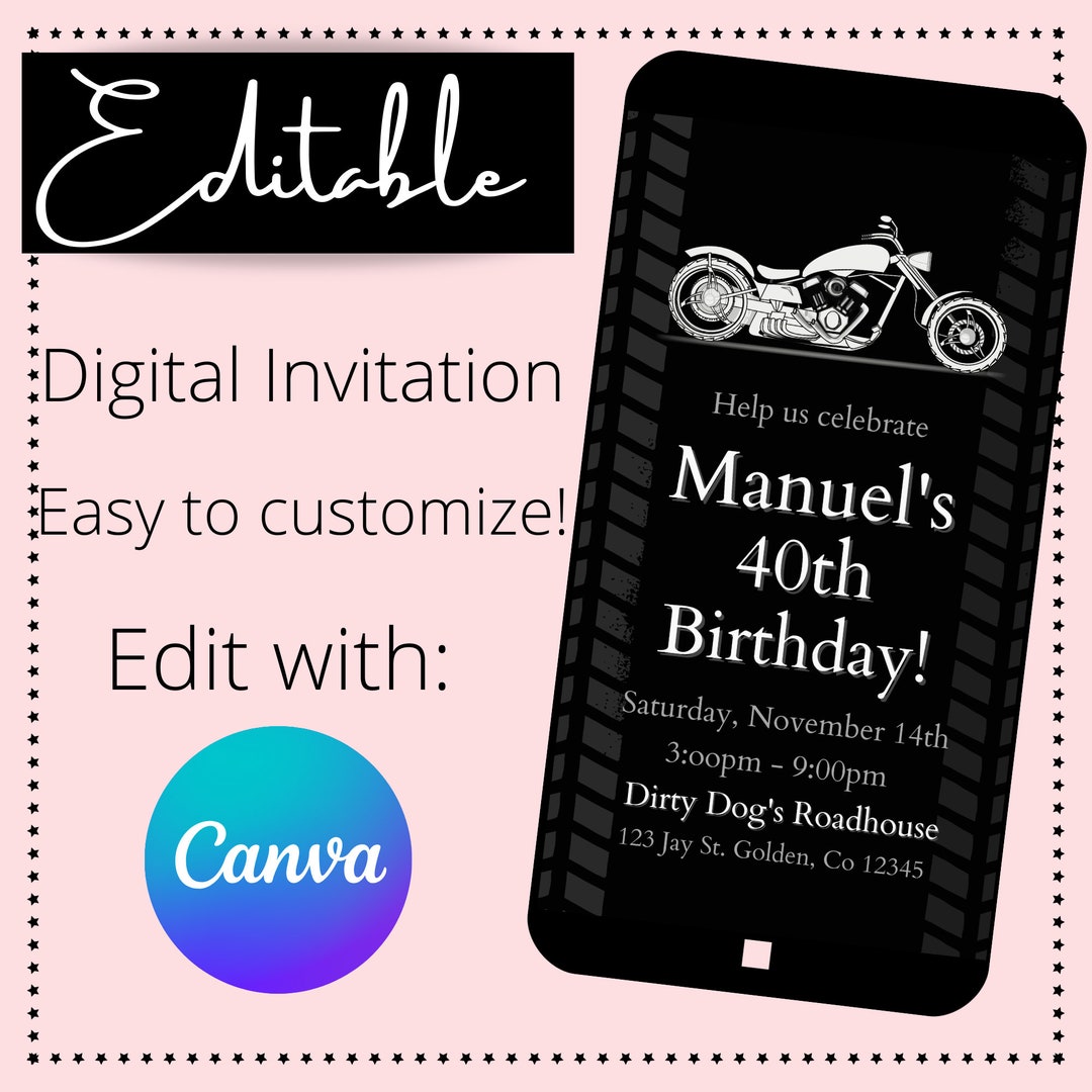 Motorcycle Birthday Invitation| Biker Birthday Invitation| - Etsy