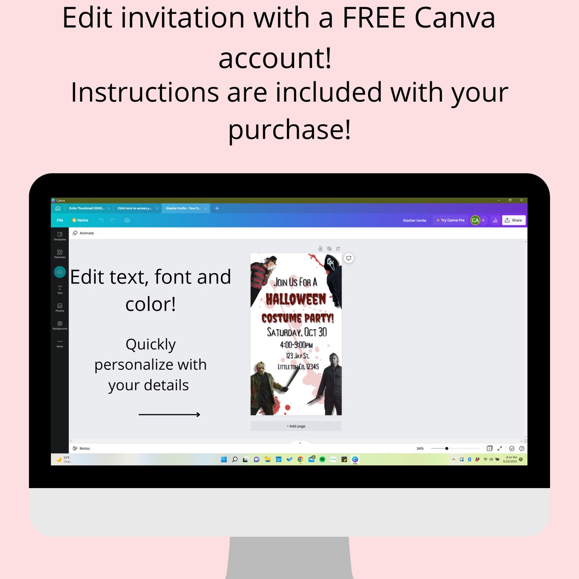 Slasher Party Invitation| Costume Party Invitation| Halloween Party ...