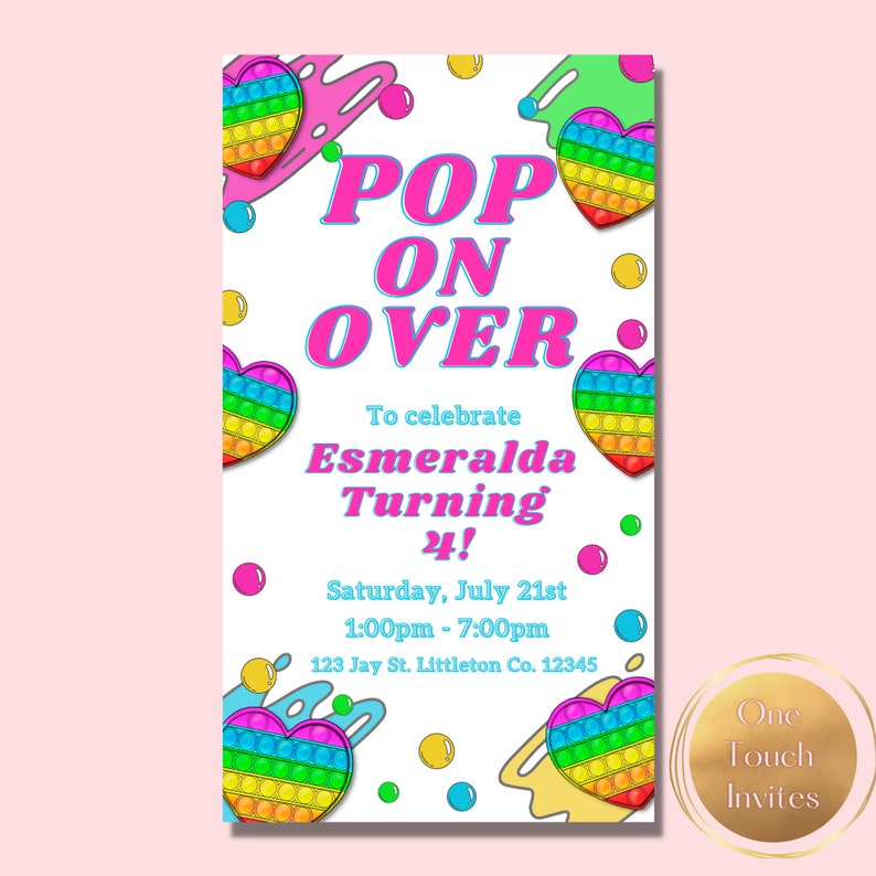 Pop It Birthday Invitation Pop It Party Kids Birthday - Etsy