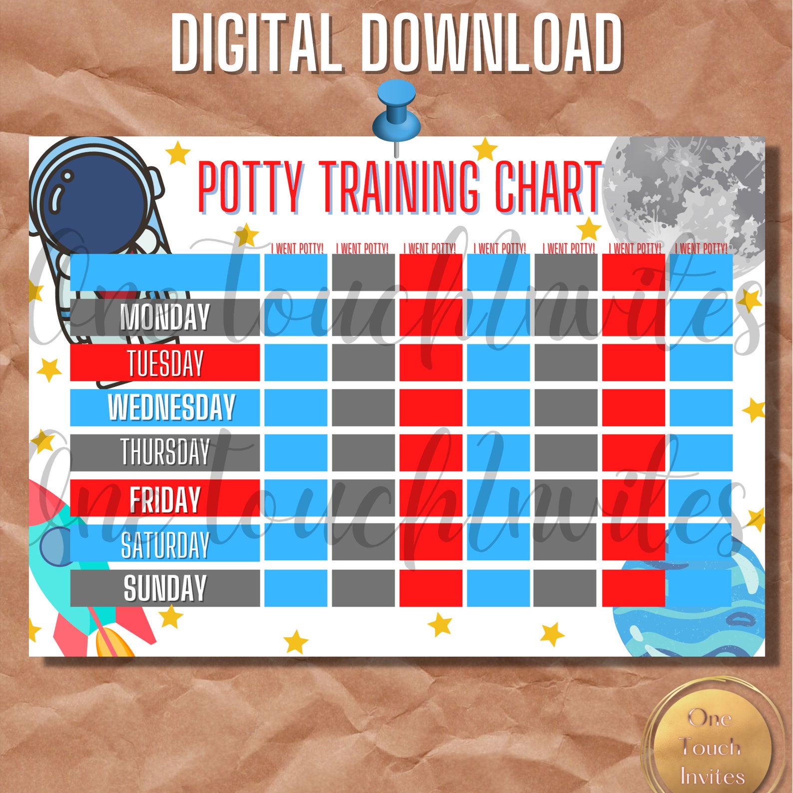 Space Potty Training Chart| Astronaut Potty Training Chart| Printable ...