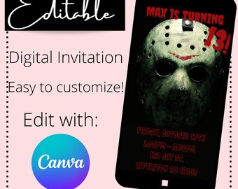 Walking Alone Jason Halloween Invitation, Friday the Thirteenth, Scary ...