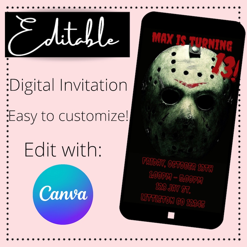 Jason Horror Birthday Invitation - Etsy