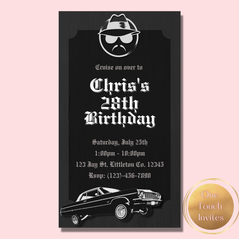 Low Rider Themed Birthday Invitation| Low Rider Invitation| Low Rider ...