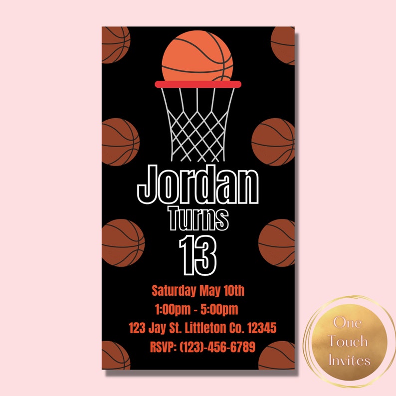 Basketball Birthday Invitation| Sports Birthday Invitation| Basketball ...
