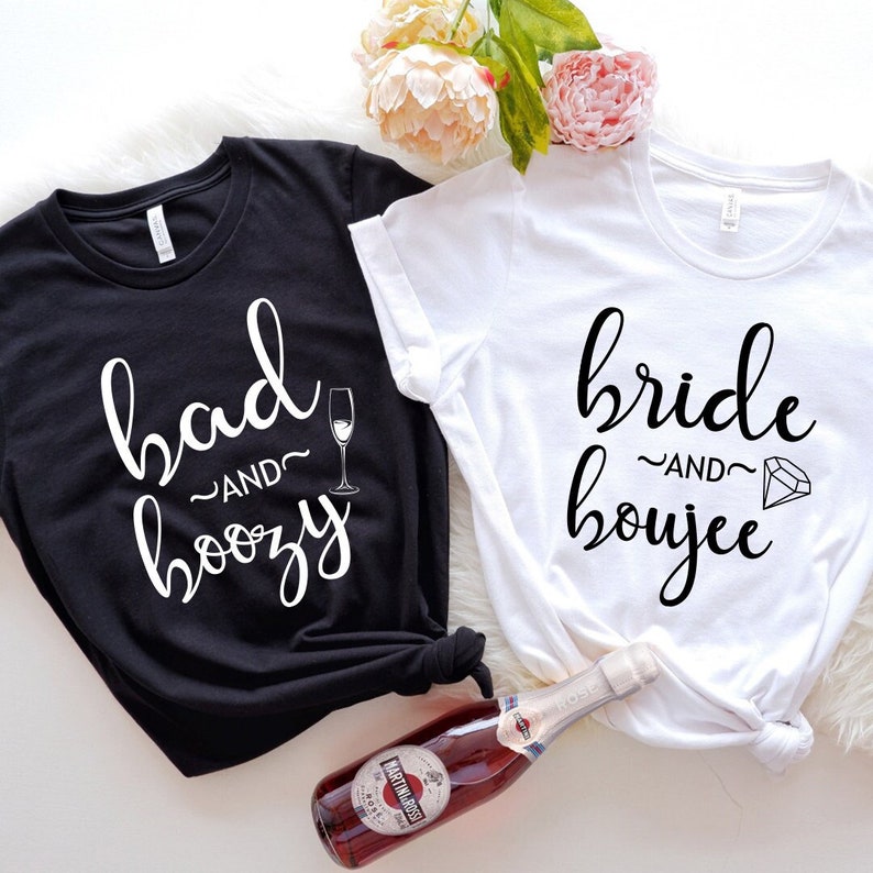Bride and Boujee Bride and Boozy Wedding Party Shirts Bridal | Etsy