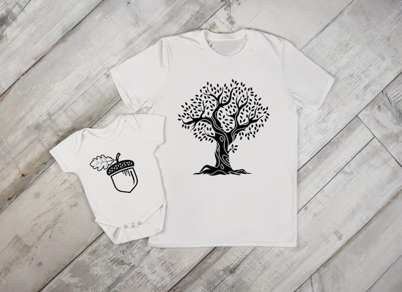 Acorn Oak Tree Matching Dad and Baby Shirts Acorn Tree Matching Set of ...