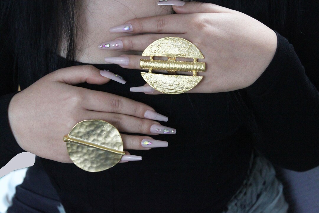 Extra Large Rings, Chunky Ring, Full Finger Ring, Gold Statement Rings ...