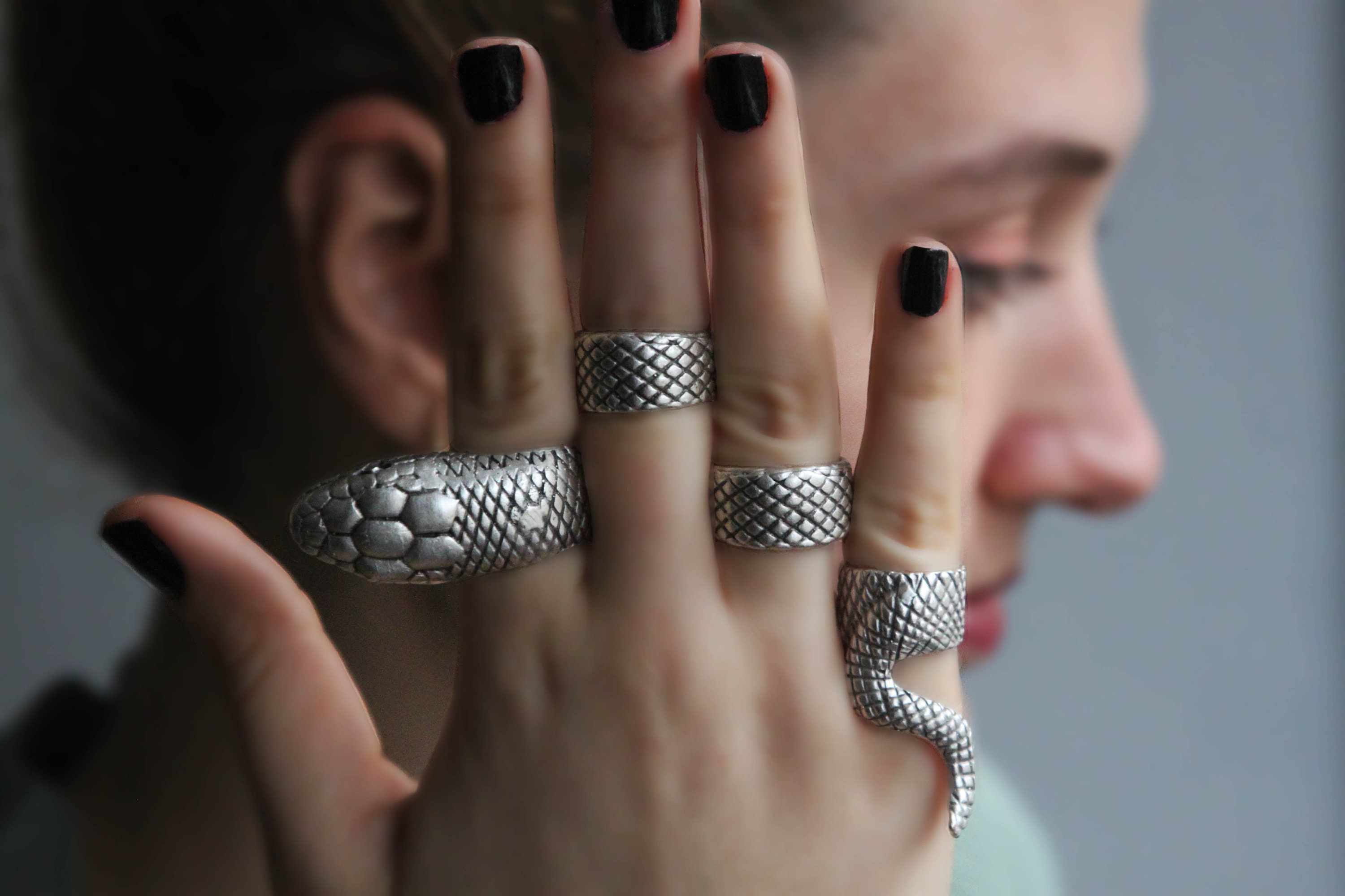 Adjustable 4 Finger Snake Ring Serpent Ring Boho Style Punk - Etsy