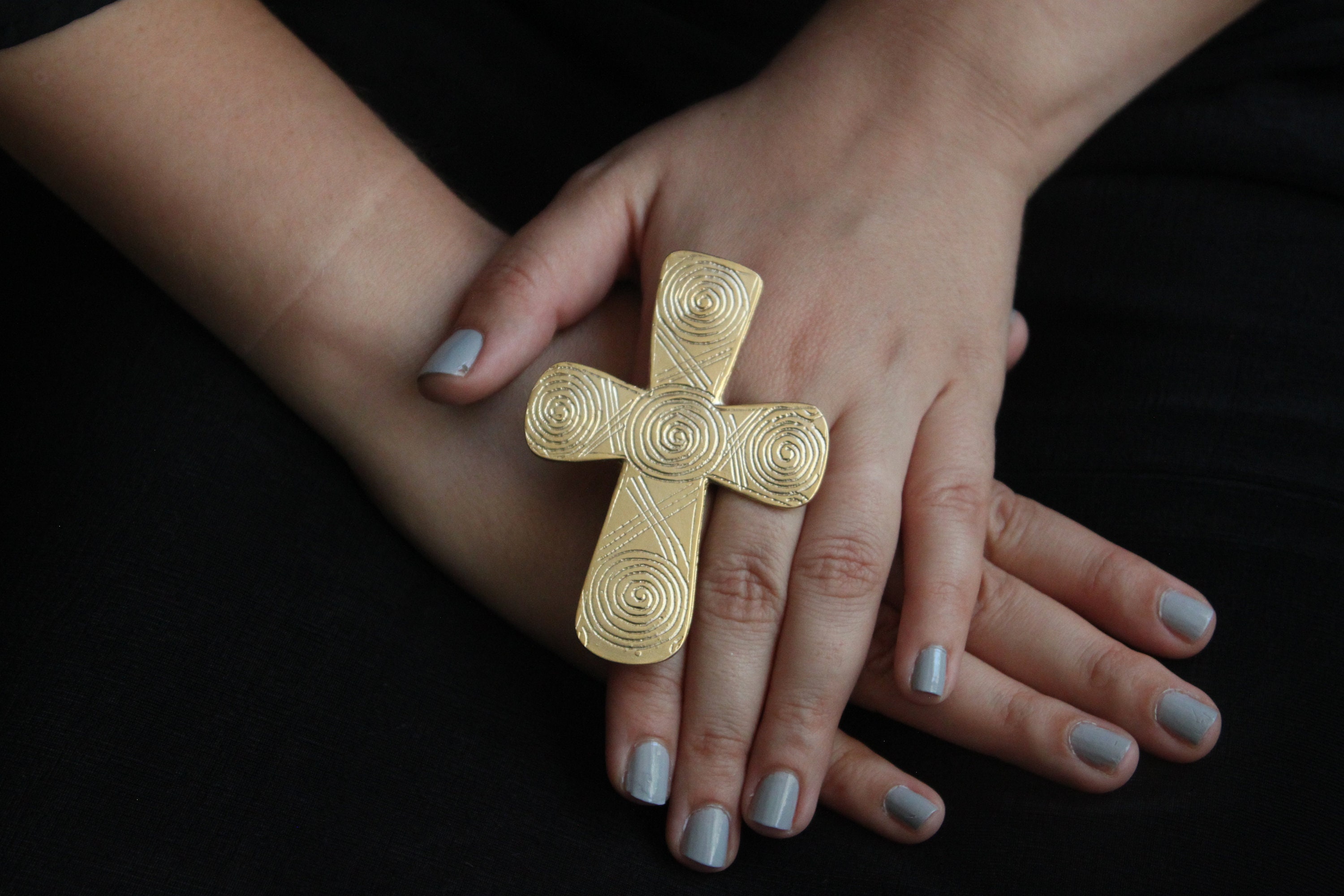 Large Cross Ring Gold Cross Ring Large Statement Rings Full - Etsy