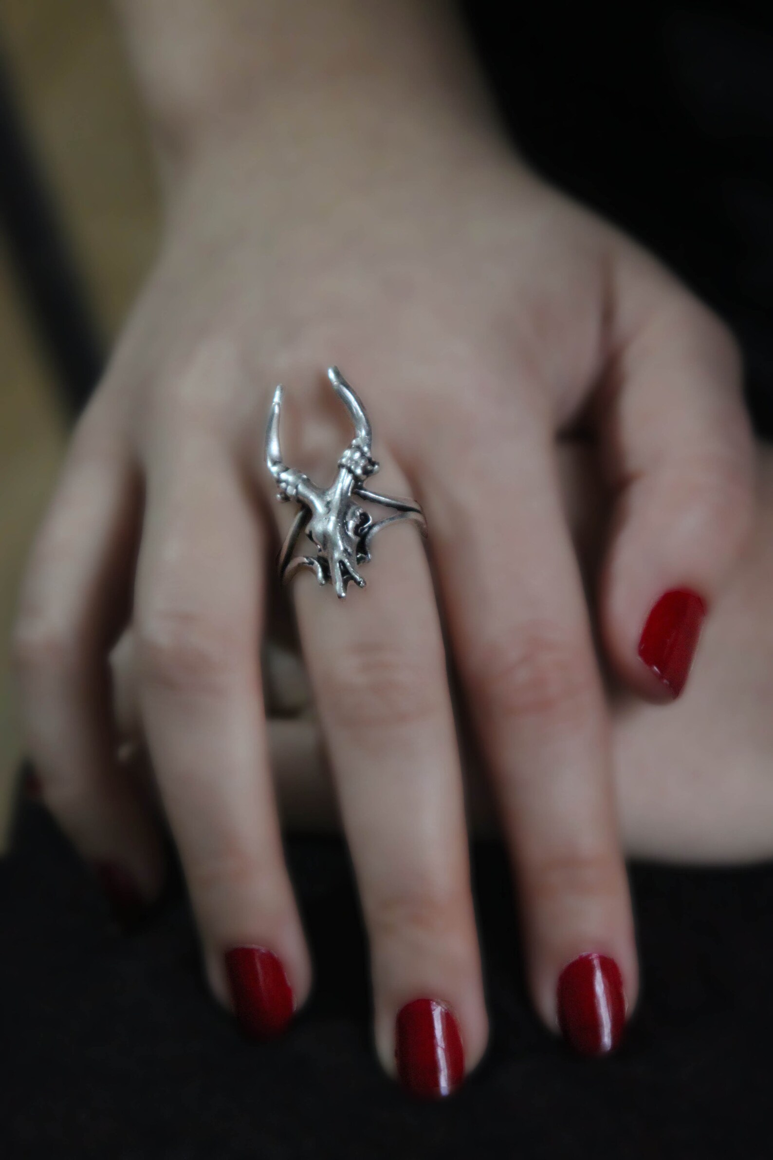 Animal Boho Ring Bohemian Antique Silver Deer Skull Ring - Etsy