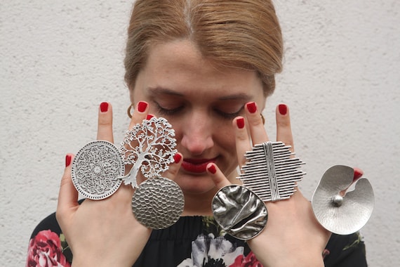 Boho Style Oversize Rings Large Silver Ring Asymmetric Ring - Etsy