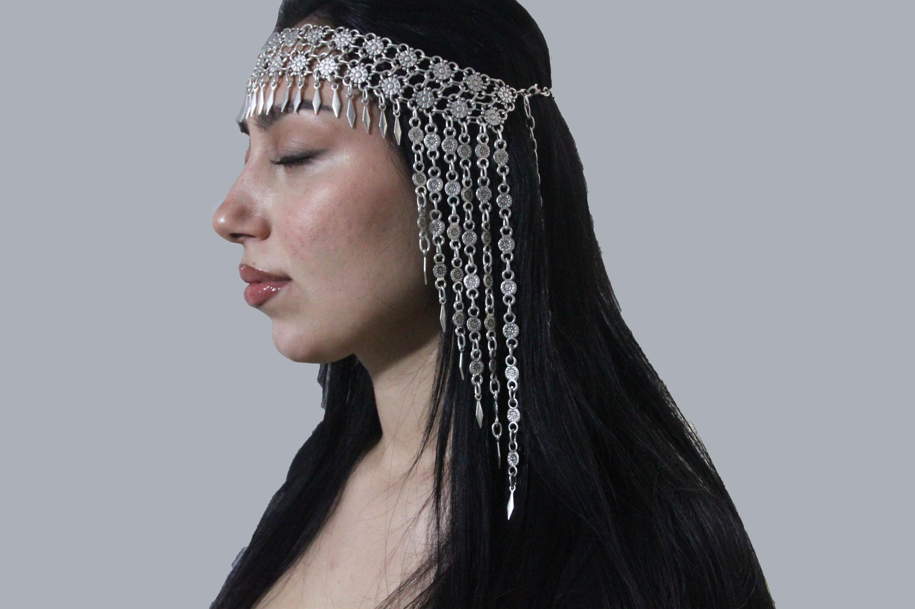 Antique Silver Boho Hair Chain: Handmade Headpiece - Etsy