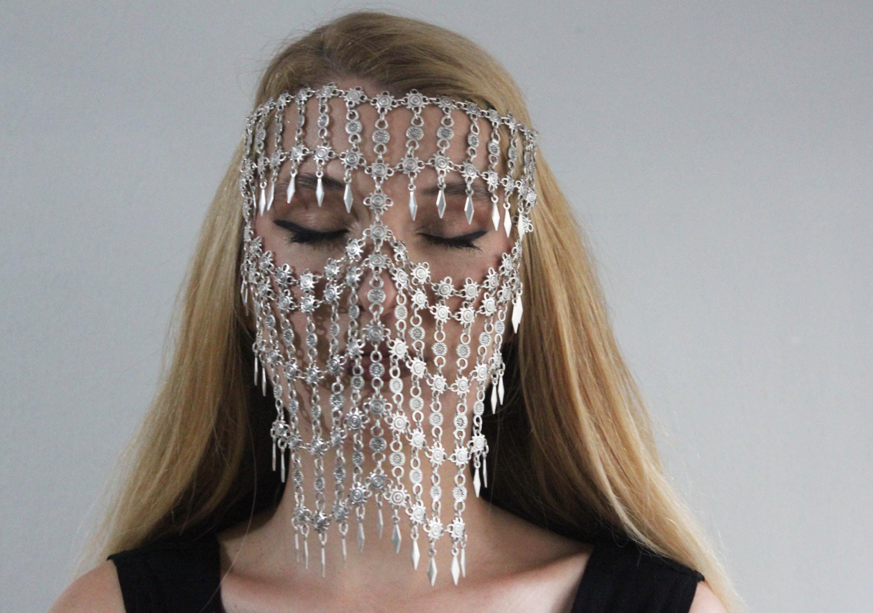 Adjustable Metal Face Chain Mask: Festival Rave Jewelry - Etsy