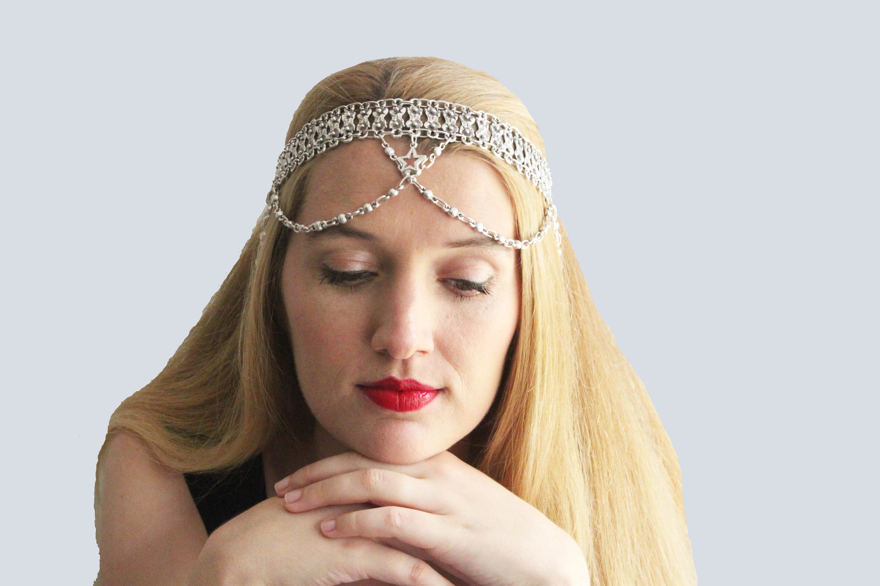 Antique Silver Hair Chain: Handmade Boho Headpiece - Etsy