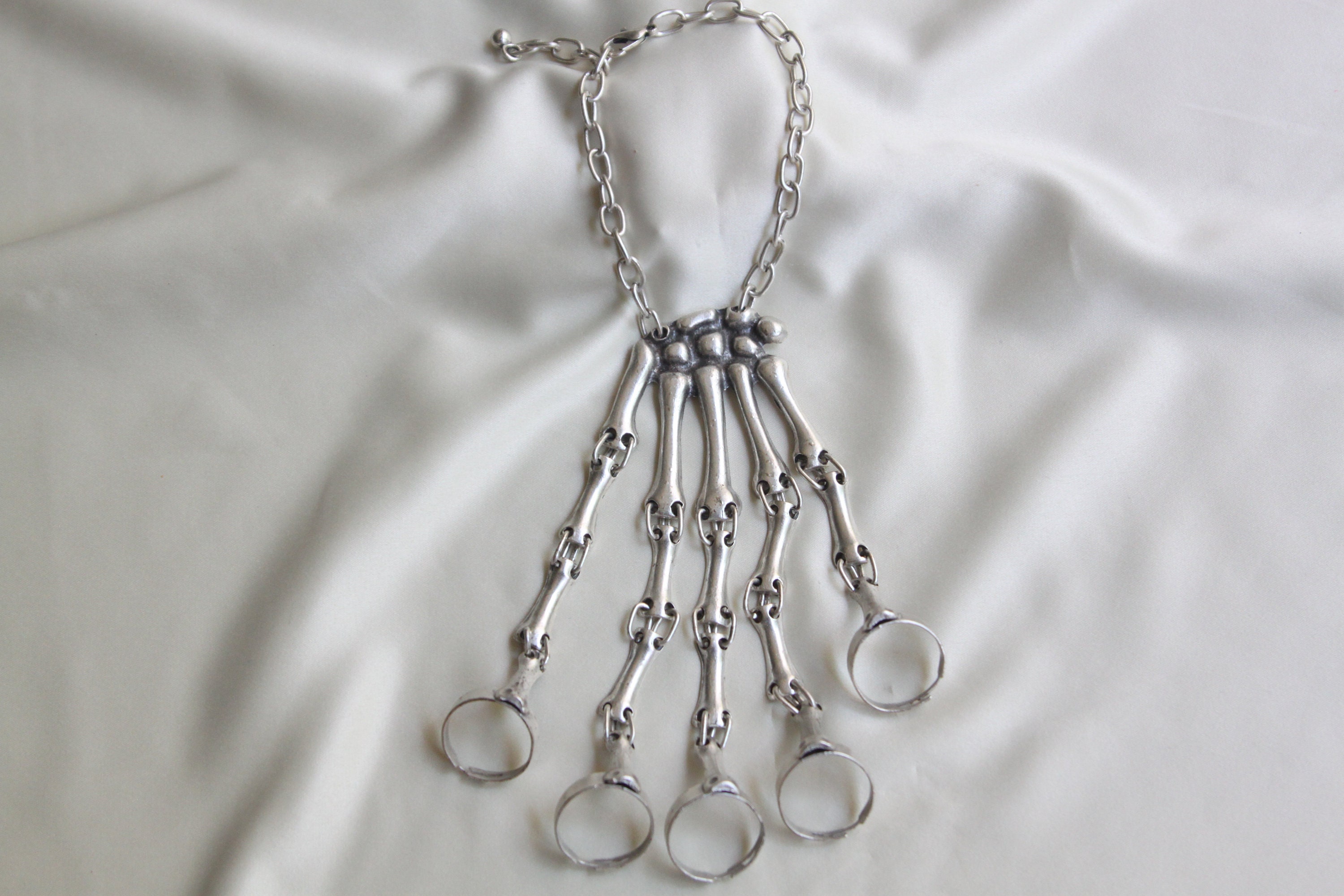 Gothic Skeleton All Bone Hand Ring Bracelet Skeleton Finger - Etsy