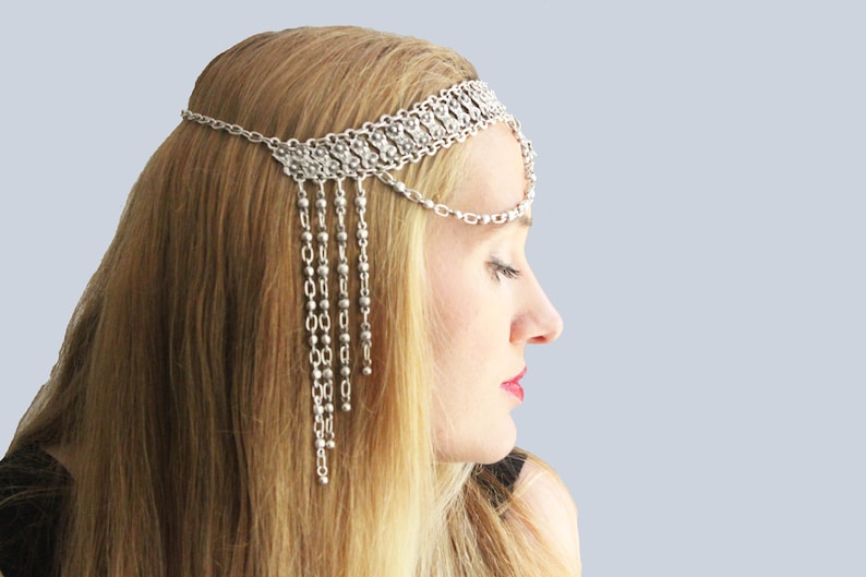 Antique Silver Hair Chain: Handmade Boho Headpiece - Etsy