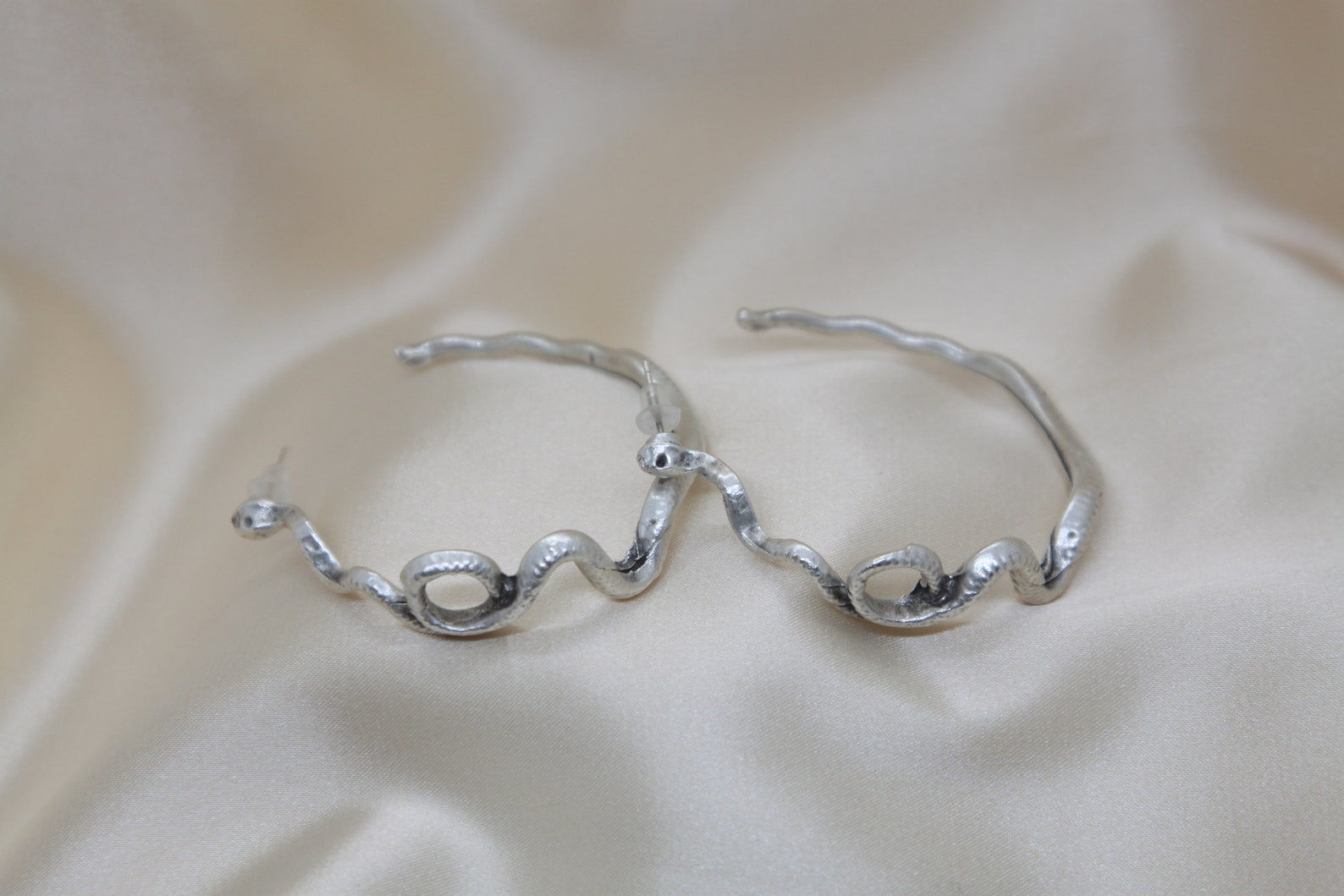 Snake Earring Squiggly Snake Hoop Earrings Serpent Snake - Etsy