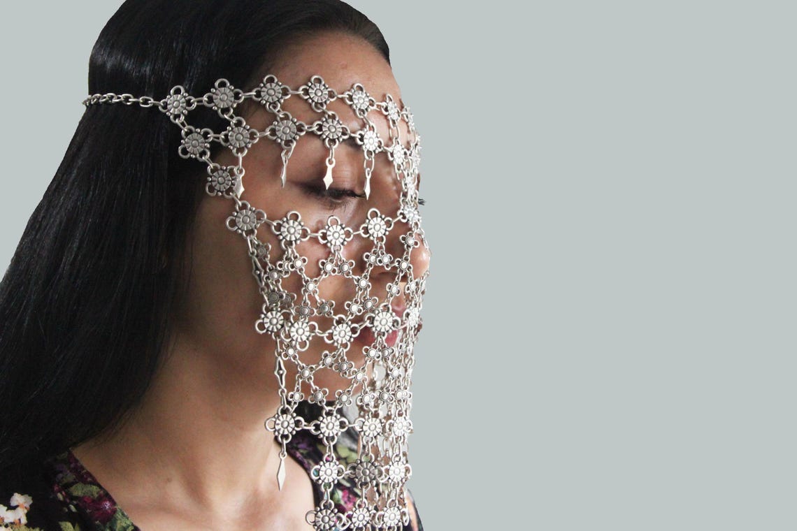 Adjustable Metal Face Chain Mask: Festival Rave Jewelry - Etsy