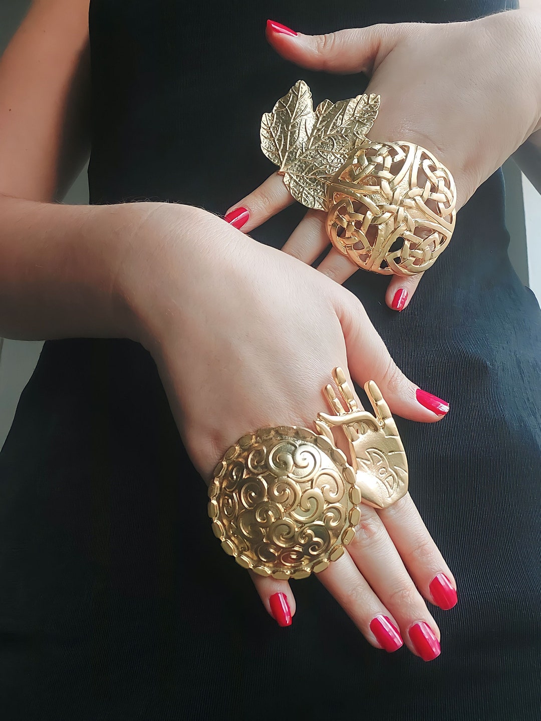 Adjustable Large Rings, Extra Large Ring, Large Maple Leaf Ring, Boho ...