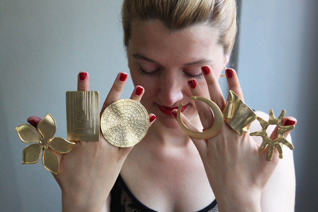 Large Statement Rings Crescent Moon Ring Gold Statement - Etsy