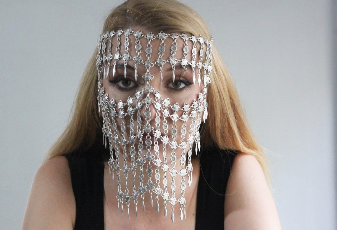 Adjustable Metal Face Chain Mask: Festival Rave Jewelry - Etsy