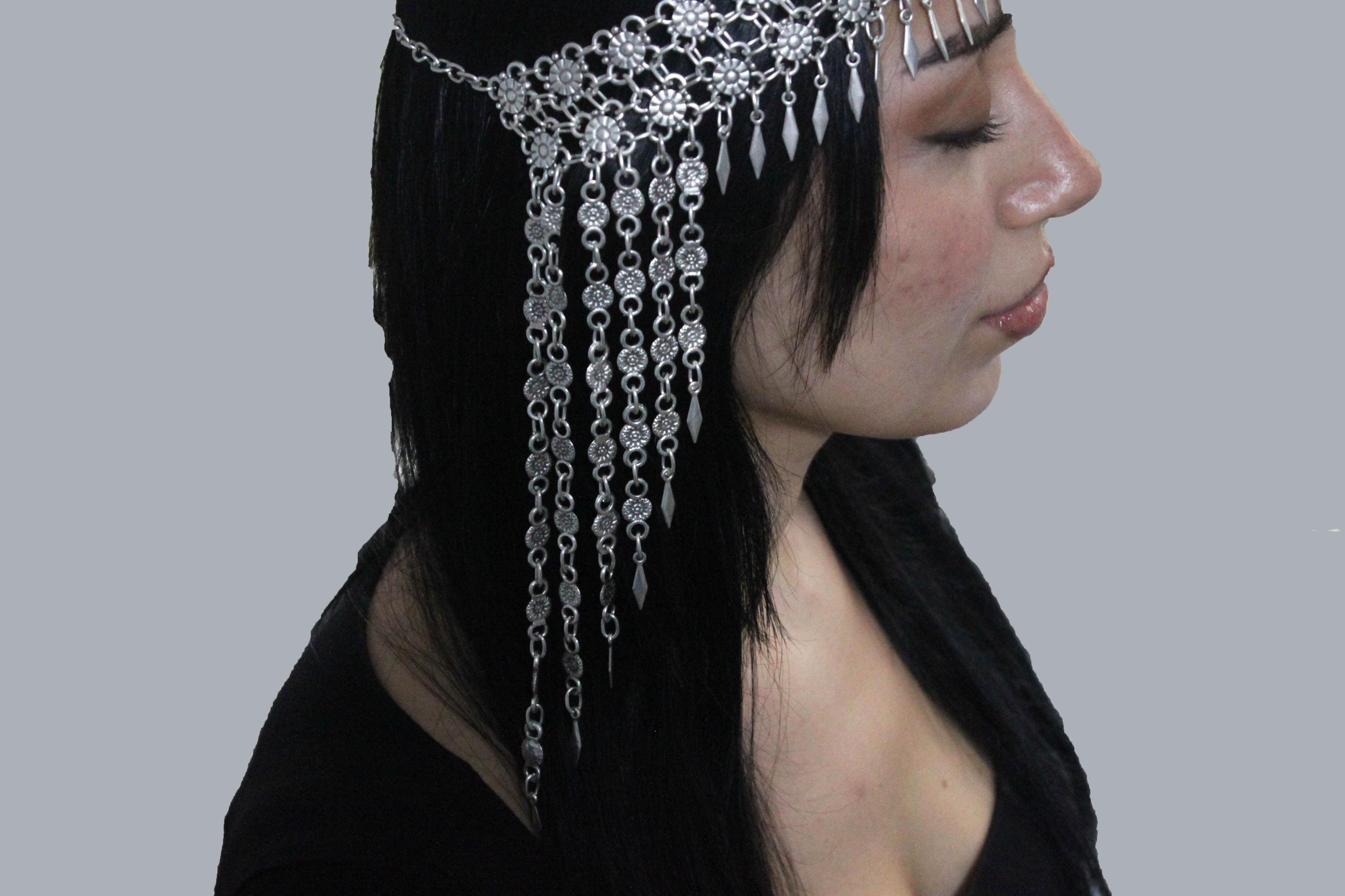 Antique Silver Boho Hair Chain: Handmade Headpiece - Etsy
