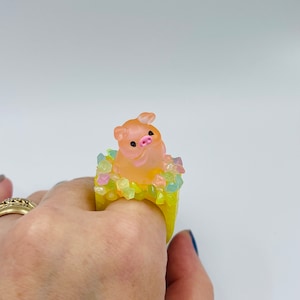 Pig Ring, Glow in the Dark Ring, Glowing Jewelry, Unique Chunky Ring ...