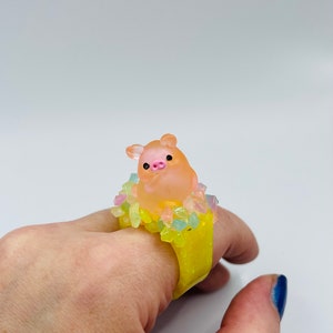Pig Ring, Glow in the Dark Ring, Glowing Jewelry, Unique Chunky Ring ...
