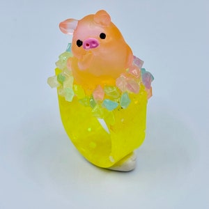Pig Ring, Glow in the Dark Ring, Glowing Jewelry, Unique Chunky Ring ...