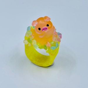 Pig Ring, Glow in the Dark Ring, Glowing Jewelry, Unique Chunky Ring ...