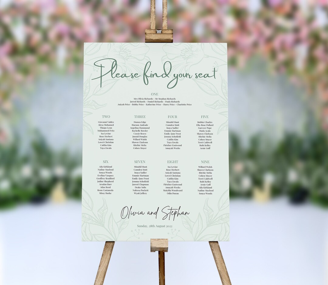 Wedding Seating & Table Plan: Modern, Minimalist Elegant Design ...