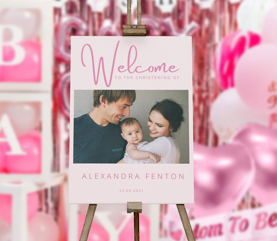 Personalized Christening Welcome Sign: Minimalist Elegant Design ...