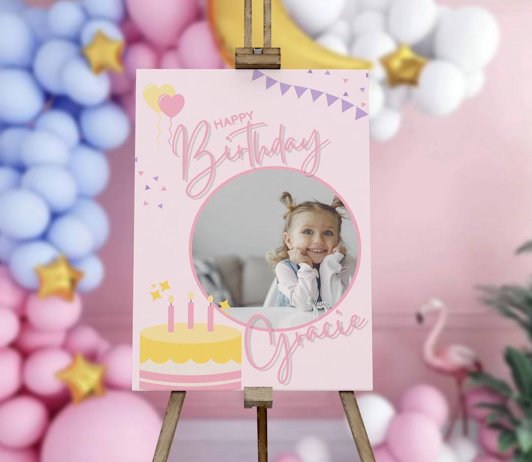 Personalized Kids Birthday Sign: Modern Elegant Design (digital or ...