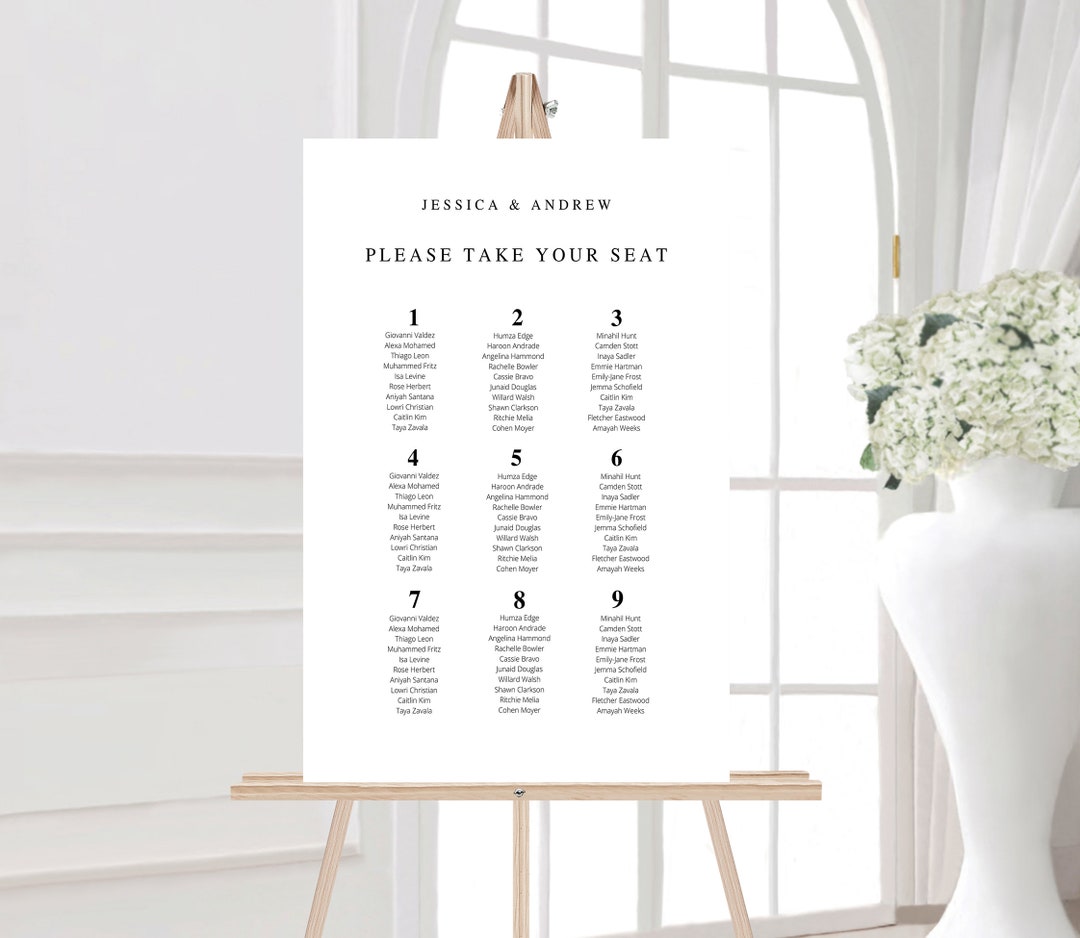 A1, A2 or A3 Personalised Modern Wedding Seating Plan / Table Plan ...