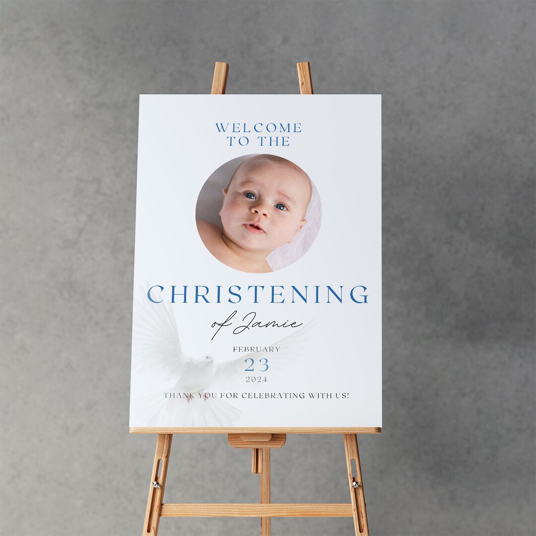 Personalized Christening Welcome Sign: Elegant Minimalist Design ...