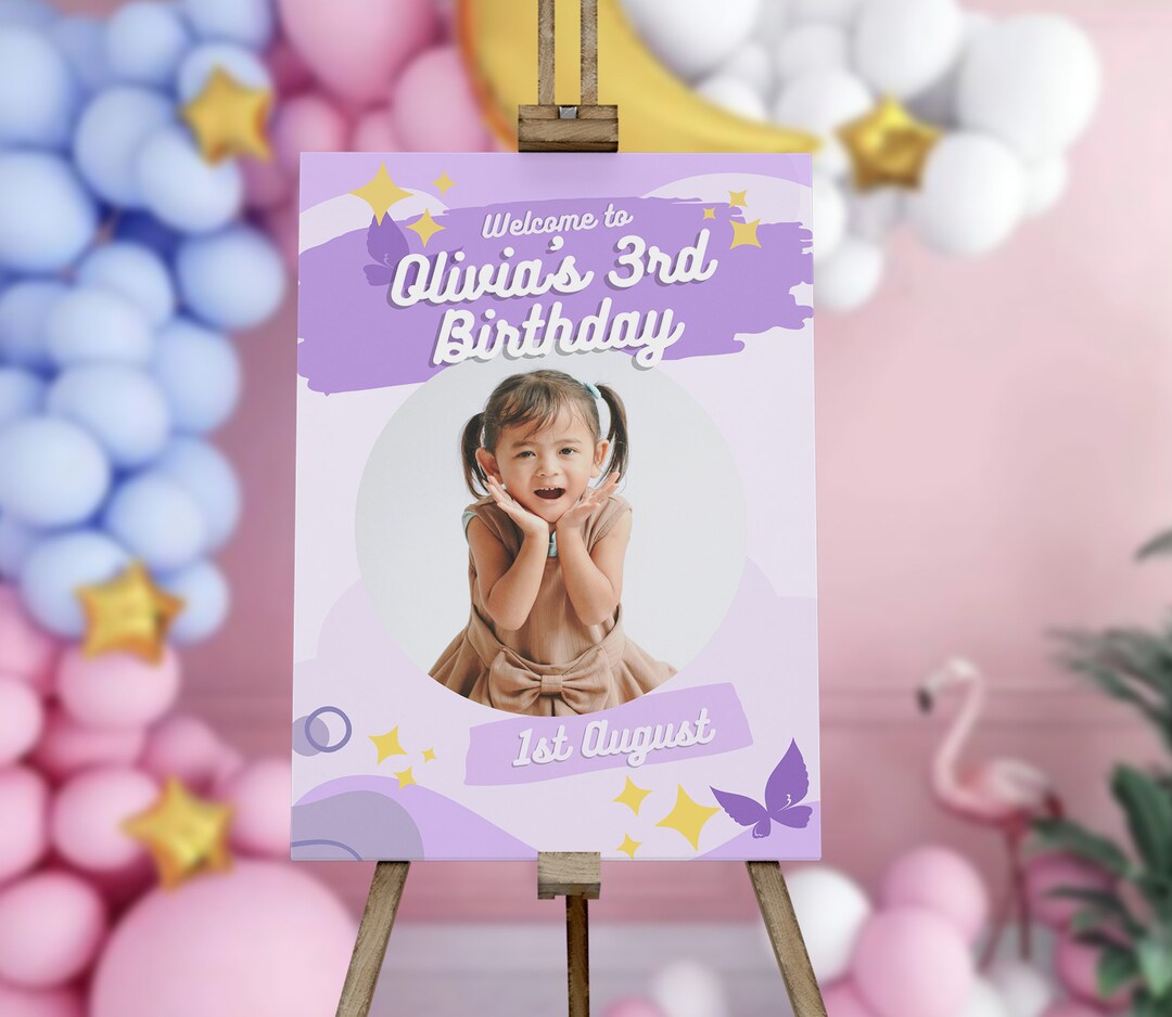 A1, A2 or A3 Personalised Birthday Sign - Kids Birthday - Modern ...