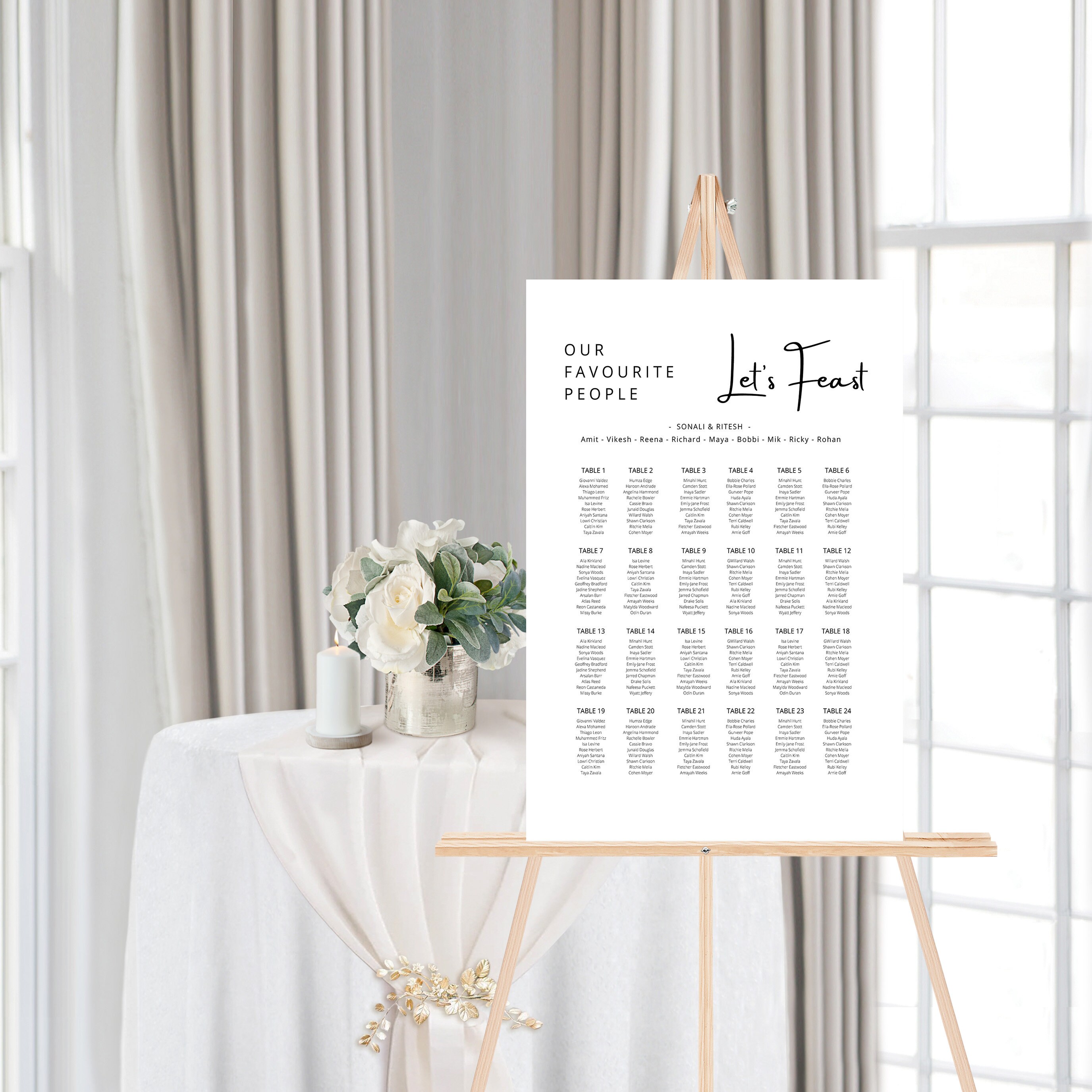 A1 A2 or A3 Personalised Modern Wedding Seating Plan / Table - Etsy UK
