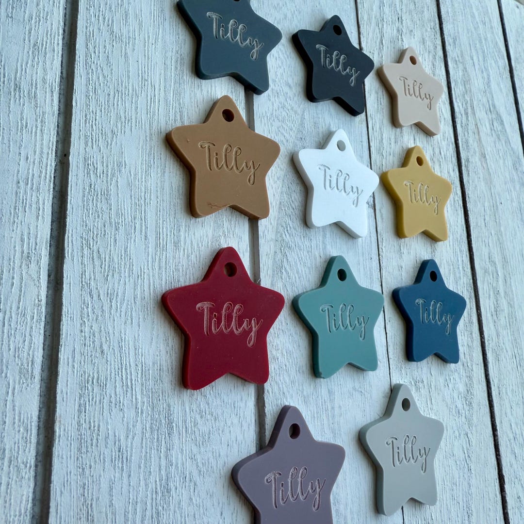 Engraved Acrylic Star Pet ID Tag – Custom Dog and Cat Tag - Etsy
