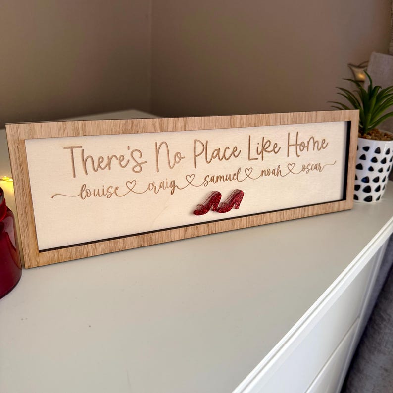 Personalised There’s No Place Like Home Oak and Poplar Wooden Sign With ...