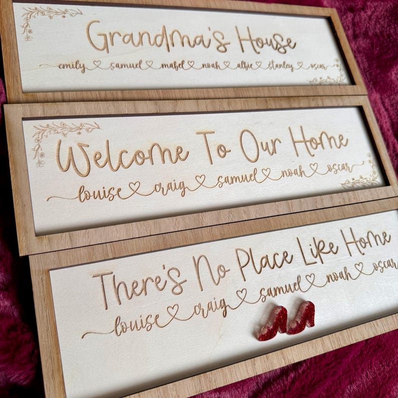Personalised There’s No Place Like Home Oak and Poplar Wooden Sign With ...