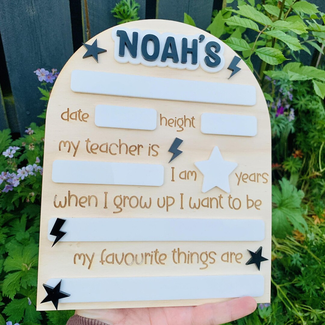 Personalised First Day at School Board With Stars and Lightning Bolts ...