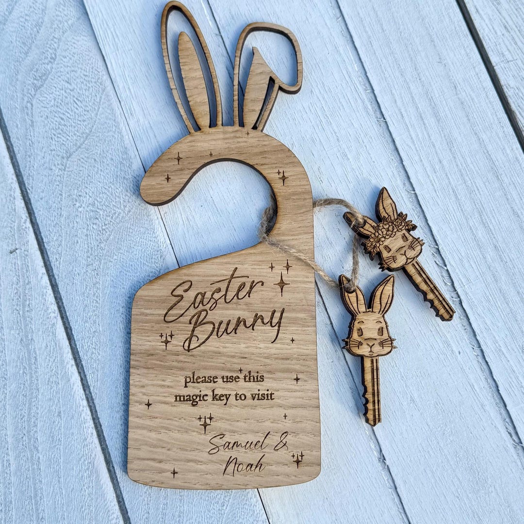 Personalised Easter Bunny Stop Here Sign With Bunny Magic Keys - Etsy