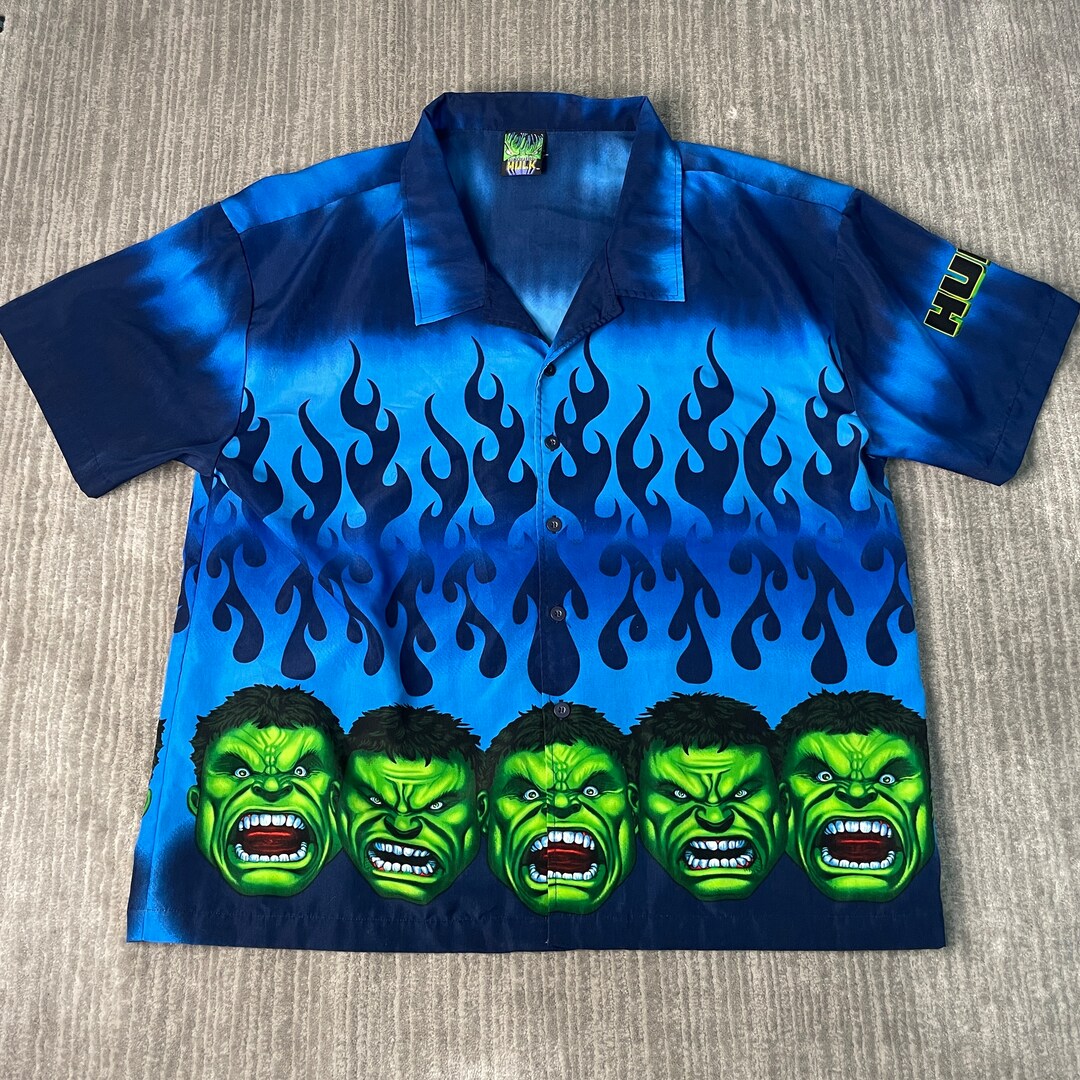 Vintage 2000s Marvel Hulk Super Hero Flames Cartoon Style Y2K - Etsy