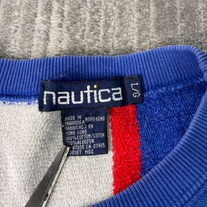 Vintage 90s Nautica Sailing Boat Logo Striped Pattern Basic Essential ...