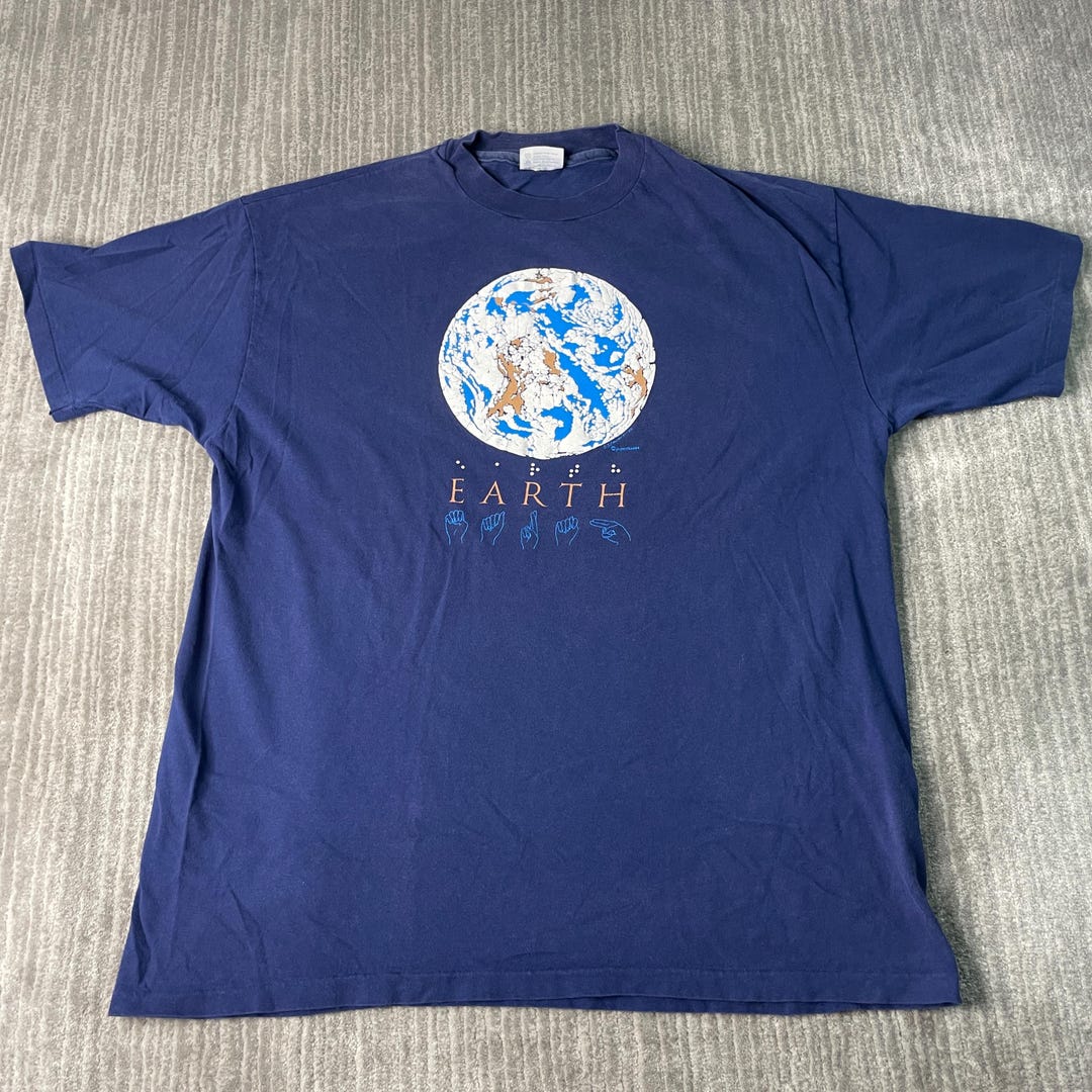 Vintage 80s Earth Sign Language Spell Out Basic Essential Single Stitch ...