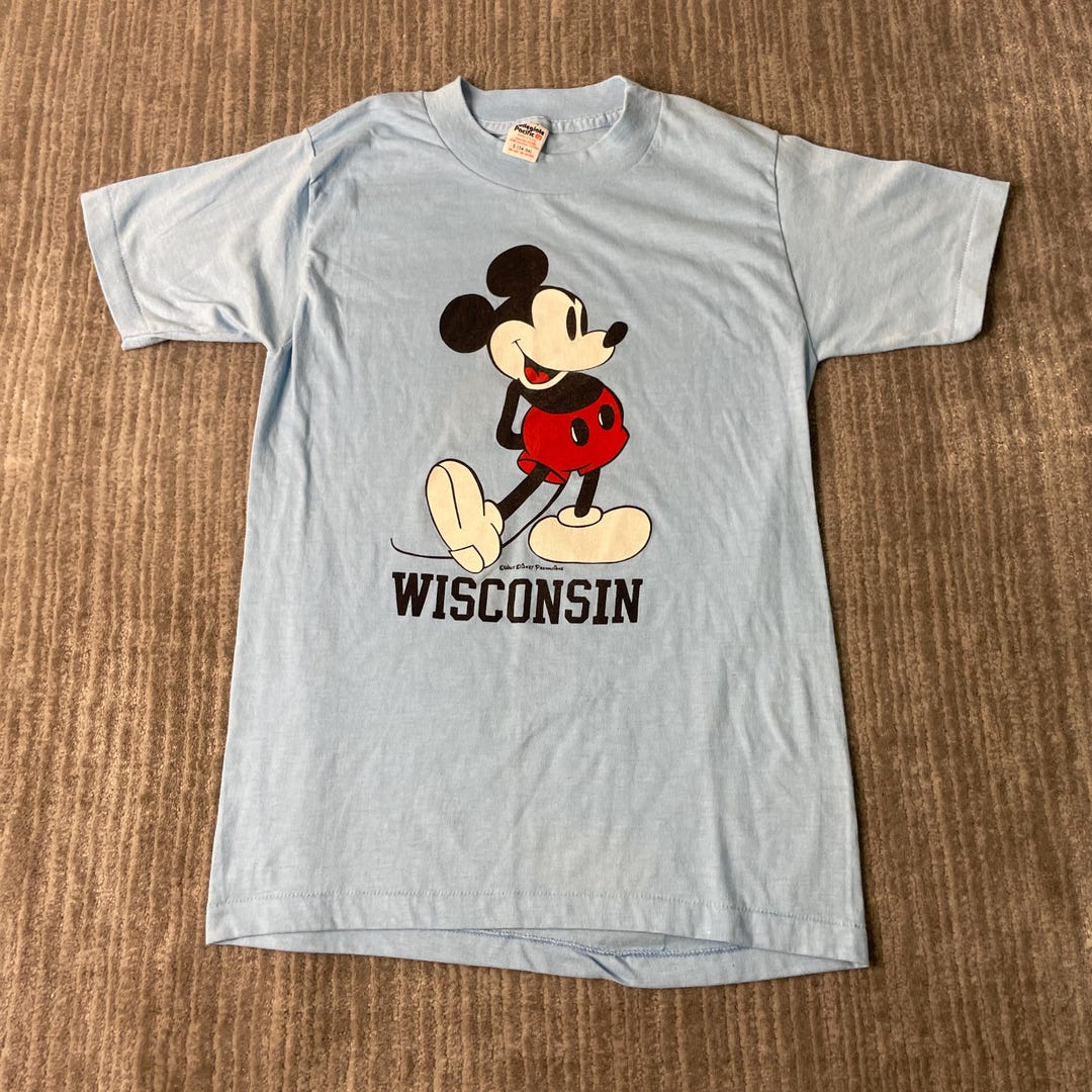 Vintage 80s Walt Disney Mickey Mouse Wisconsin Cartoon Basic Single ...